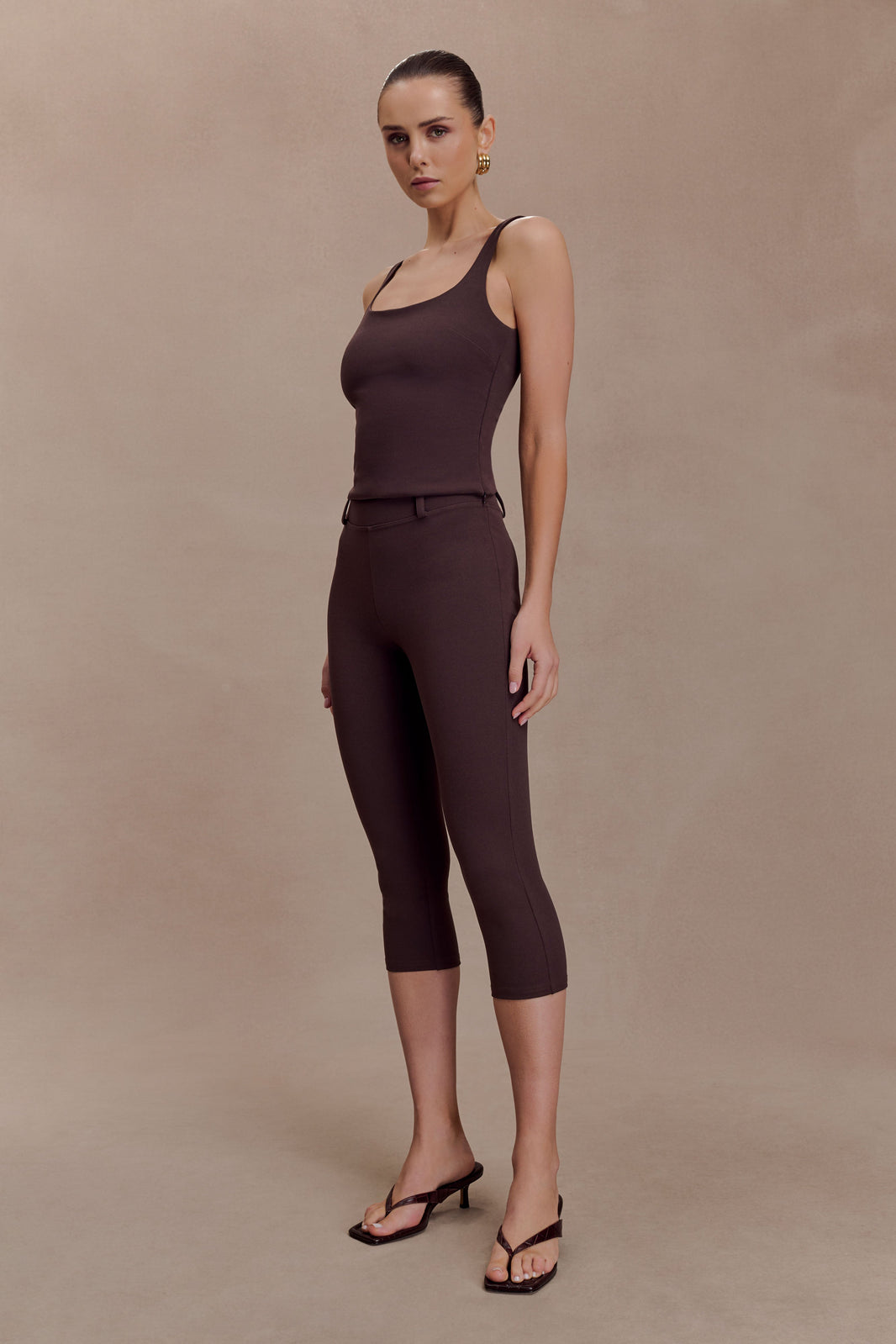 Blanca Stretch Crepe Capri Pants - Chocolate & MESHKI UK