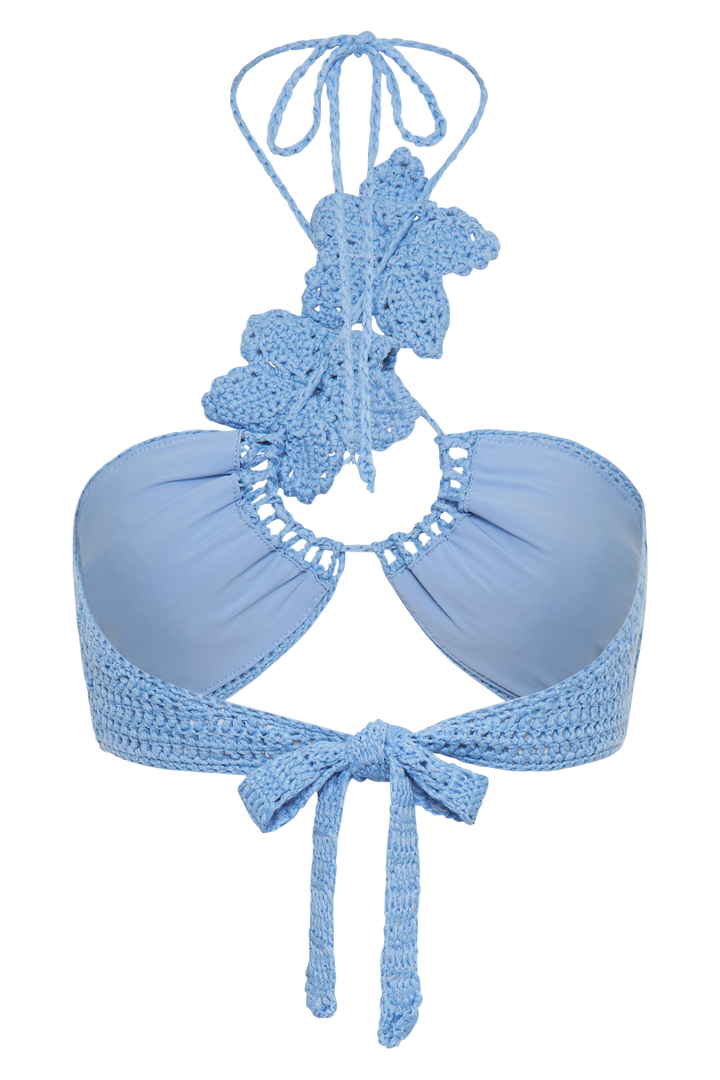 Skye Floral Crochet Tie Up Bikini Bottom - Cornflower Blue – MESHKI UK