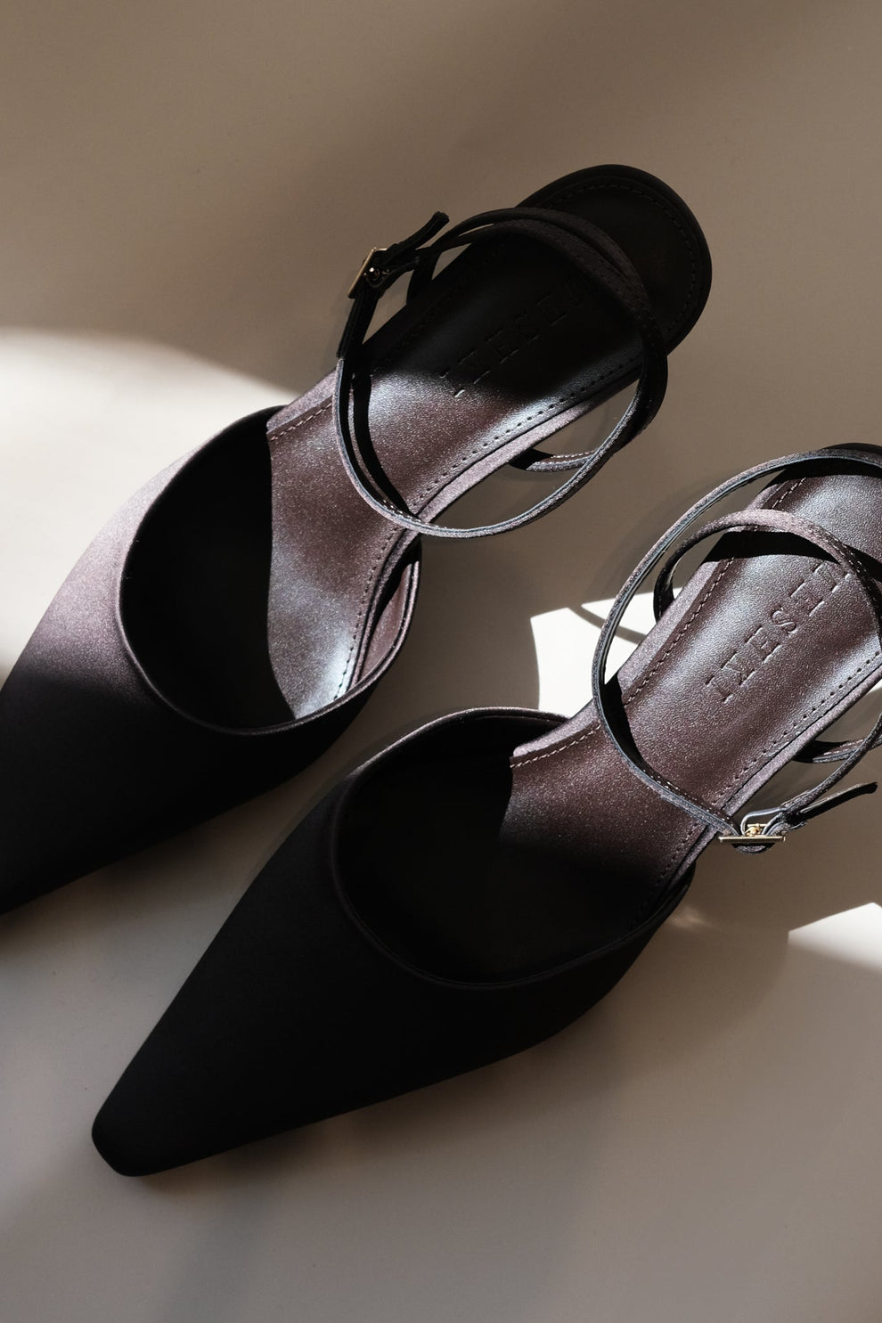 Marley Satin Pointed Heel - Chocolate & MESHKI UK